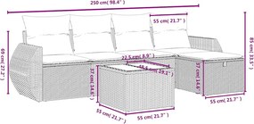 6dílná zahradní sedací souprava s poduškami černá polyratan 3264091