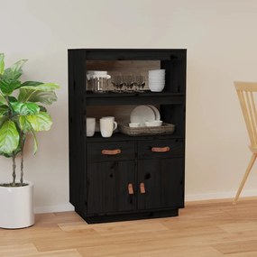 vidaXL Skříň highboard černá 67 x 40 x 108,5 cm masivní borové dřevo