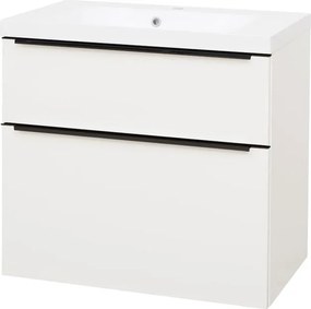 Mereo Mereo, Mailo, koupelnová skříňka s umyvadlem z litého mramoru 81 cm, bílá, dub, antracit, CN541MB