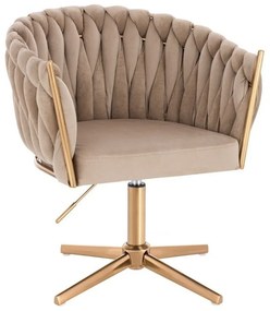LuxuryForm DESIGN Otočná židle NORDEN VELUR na zlatém kříži - latte