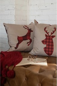 Béžový povlak na polštář s jelenem Deer - 45*45 cm
