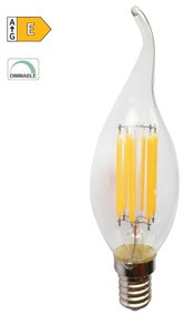 Diolamp LED Filament žárovka čirá Candle Flame C35 5W/230V/E14/4000K/690Lm/360°/Dim