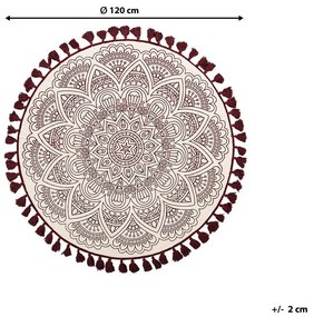 Kulatý koberec ø 120 cm, orientální tisk, krémově červená barva AYAKLI Beliani