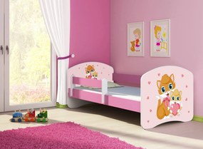 Dětská postel - Koťátka 2 180x80 cm růžová