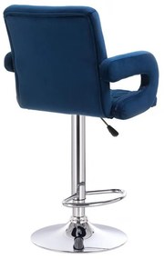 LuxuryForm Barová židle  BOSTON VELUR na stříbrném talíři - modrá