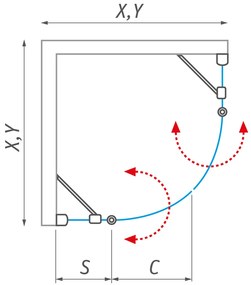 Roth Čtvrtkruhový sprchový kout LYR4 - bez vaničky Varianta: rozměry: 100x100 cm - (LYR4 1000 - 1135008269), Barva profilů a typ výplně: profily: brillant, výplň: transparent