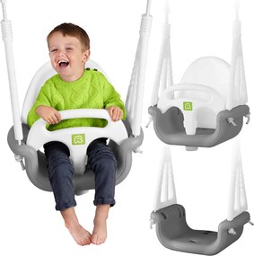 Kbelíková houpačka Ricokids 3 v 1 šedá a bílá