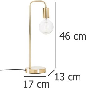 Stolní lampa KELI, kovová stolní lampa, zlatá stolní lampa, 46 cm