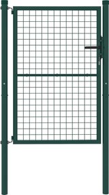 Zahradní brána Outsunny z oceli 97 x 175 cm s zámkem, klíči a madlem, dekorací ve tvaru šípu, venkovní brána do patio, zelená | Aosom