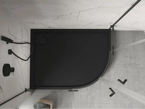 Mexen Flow+ asymetrická půlkruhová sprchová vanička levá 100 x 90 cm, černý mat - 46Q709010LH