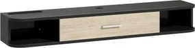 HOMCOM nástěnný TV nábytek 120 cm, TV nábytek do 127 cm, sklápěcí dveře, 2 otevřené přihrádky a průchody pro kabely, černá