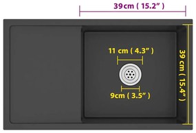 vidaXL Marketos Ručně vyrobený kuchyňský dřez černý nerezová ocel