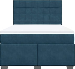 Box spring postel s matrací modrá 140 x 190 cm samet 3290910