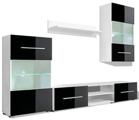 Pětidílná obývací stěna s LED osvětlením černá - Default Title