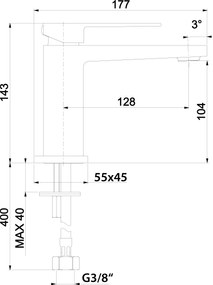 Sapho Latus stojánková umyvadlová baterie bez výpusti černá mat 1102-72B