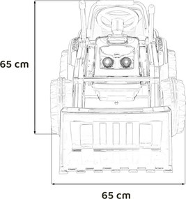 Ramiz Dětský bagr-traktor na baterie zelený + pohyblivé rameno s lžící + dálkové ovládání + pomalý start + FM rádio + LED