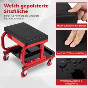 Costway Pojízdná dílenská stolička s magnetickou zásuvkou, 150 kg
