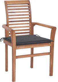 vidaXL Jídelní židle 4 ks podušky masivní teak [3062634] Barva: antracitová