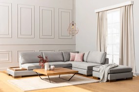 Hanah Home Rohová pohovka TULIP světle šedá pravý roh s pufem 560ARE1154