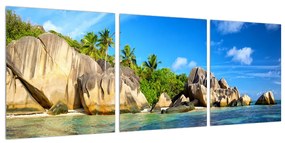 Obraz mořské pláže s palmami (90x30 cm)