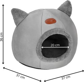 Domeček pro kočku s ušima SPRINGOS PA0239 šedý