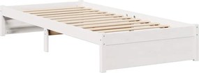 Postel s knihovnou bez matrace bílá 75x190 cm masivní borovice 3322404
