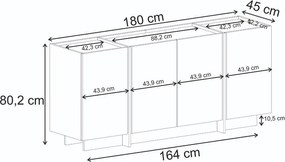Antracitová komoda s dírou na kabely 180x80x45 cm Dorma – Kalune Design