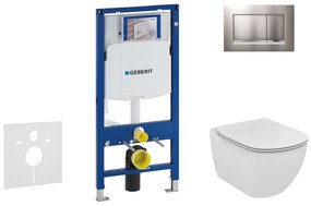 Geberit Duofix - Set předstěnové instalace, klozetu a sedátka Ideal Standard Tesi, tlačítka Sigma30, matný chrom/chrom 111.300.00.5 NF7