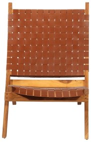 Skládací relaxační židle hnědá pravá kůže - Default Title