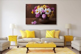 Obraz zátiší s podzimními chryzantémami Varianta: 120x80