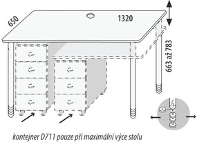 Psací stůl Maxi Domestav D728 Materiál: Smrk, Barevne provedení: Barevné lakování