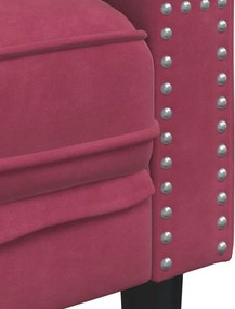 2dílná sedací souprava Chesterfield s podhlavníky vínová samet 3209295