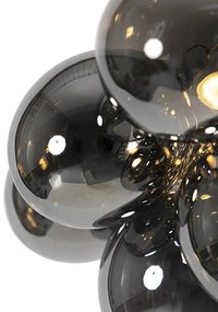 Designové stropní svítidlo černé s kouřovým sklem 4-světlo - Uvas