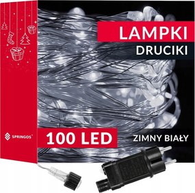 Světla Drátky 100LED Mikro Na Proud Studená Bílá Napájecí Adaptér zew/wew 8 Funkcí