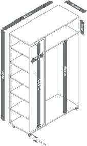 Tchibo - Mobilní šatní skříň se zrcadlem - barva: bílá