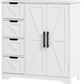 HOMCOM koupelnový nábytek, úložný nábytek, se 4 zásuvkami, 1 skříňkou, pro malé prostory, 81,2 x 30 x 83,8 cm, bílá