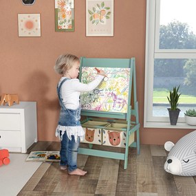 AIYAPLAY Dětská tabule, dětský stojan 3 v 1, oboustranná dětská hrací tabule, tabule a křída, stojící tabule s rolí papíru| Aosom