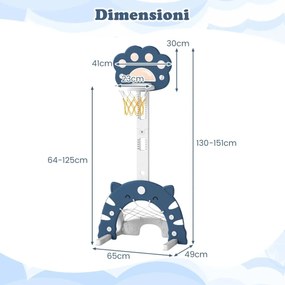 Costway Dětský basketbalový koš 3v1 s nastavitelnou výškou, modrý UY10177BL