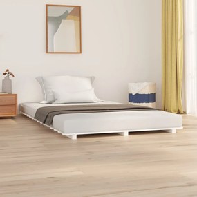 Rám postele bílý 140 x 190 cm masivní borovice,  824604
