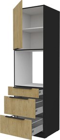 CREMONA cc | vysoká skříňka 60 DPS-210 3S1F na vestavnou troubu | PREMIUM BOX | 60 cm | černá/cremona