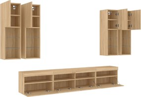 7dílná obývací stěna s LED osvětlením dub sonoma 3216773