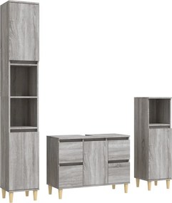 3dílný set koupelnového nábytku šedý sonoma kompozitní dřevo 3185603