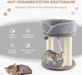 Costway Cat Tree Cat škrabadlo s měkkým sedákem sisalová věž pro kočky šedé