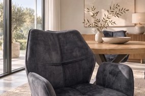 Designová otočná židle Kody tmavě šedý samet