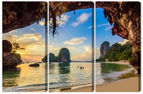 Vícedílný obraz Západ Slunce Na Pláži V Thajsku Nedostatek Nedostatek Plátno Canvas 60x40