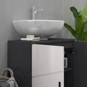 Kleankin Koupelnová Skříňka Pod Umyvadlo se 2 Dveřmi, Dřevěná Skříňka Pod Umyvadlo s Nastavitelnou Policí, pro Umyvadla s Nebo Bez Sloupu, 60x30x60cm…