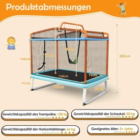 Costway 3-in-1 Dětská trampolína s houpačkou a horizontálním barem