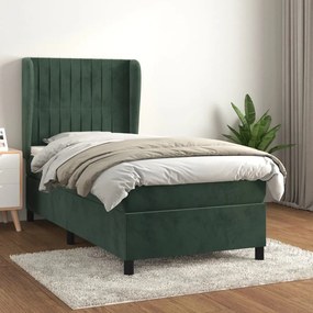 vidaXL Box spring postel s matrací 80 x 200 cm samet [3129297] Barva: Tmavě zelená