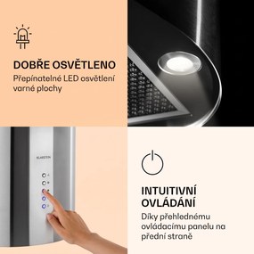 Klarstein Barella, digestoř, 35 cm, ostrůvková, 519 m³/h, LED, stříbrná