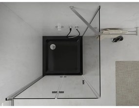Mexen Lima skládací sprchový kout 80 x 80 cm, Průhledné, Chromovaná + sprchová vanička Flat, Černá - 856-080-080-01-00-4070